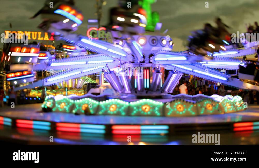 carnival fair ground ride circus lights Stock Video Footage - Alamy