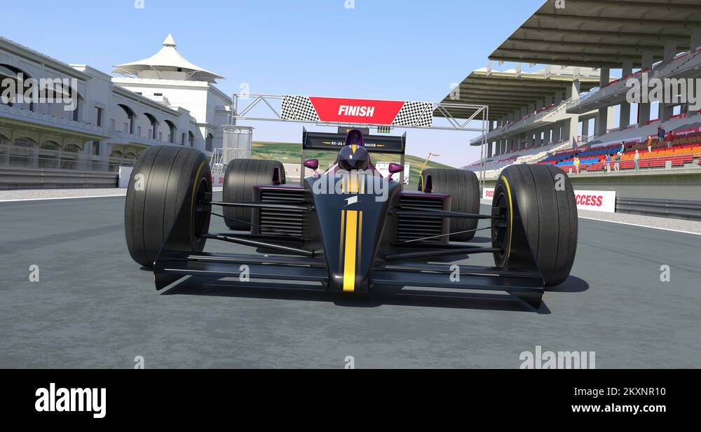 Formula One Car Crossing Finish Line And Winning The Race - 4K 3D ...