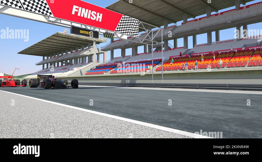 Formula One Cars Crossing Finish Line - 4K 3D Animation Stock Video ...