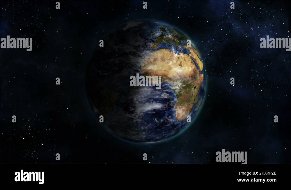 Shaded Earth turning on itself with moving clouds with Earth image ...