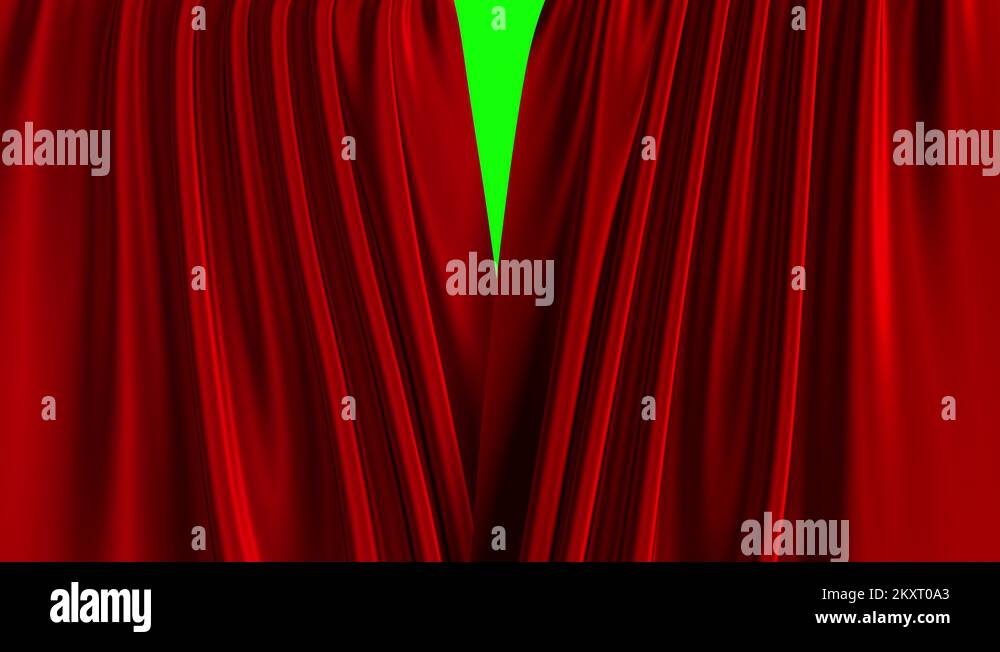 Red Curtain Opening. Green Screen. 3D Animation. 4K Stock Video Footage ...