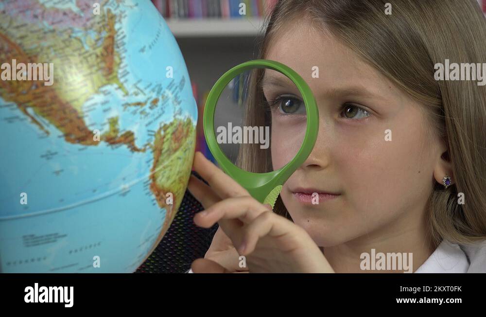 Child Studying Earth Globe, Kid in School Class Girl Learning, Student Library Stock Video ...
