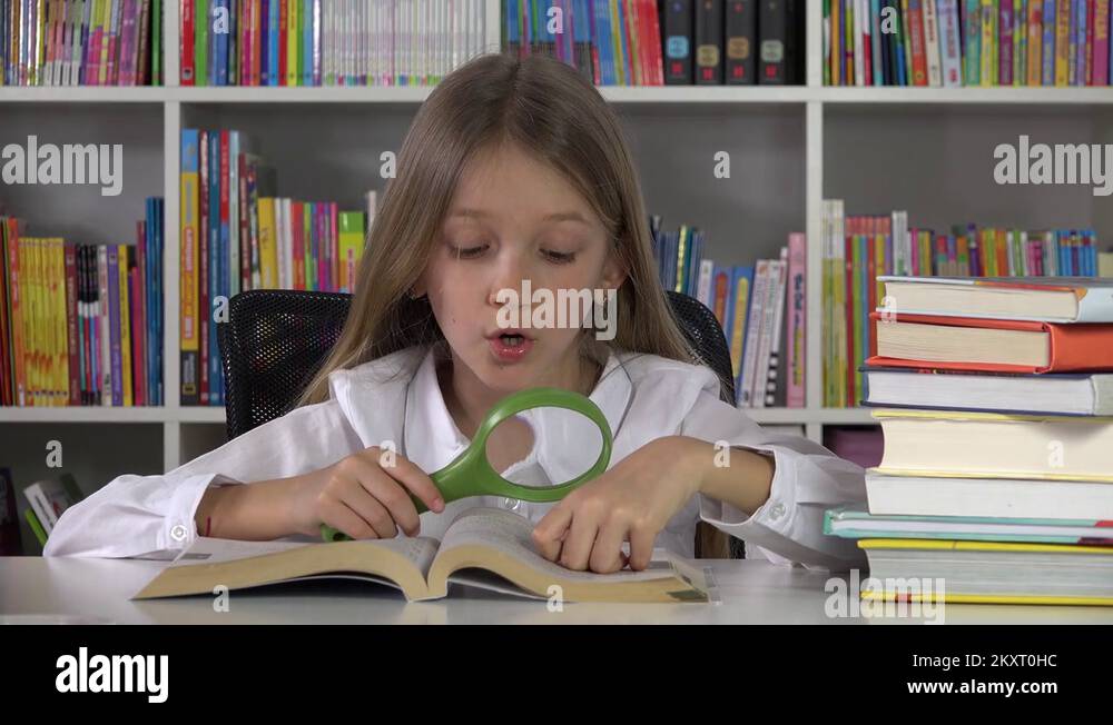 Student Child Learning, Studying at Library, School Kid Reading Book ...