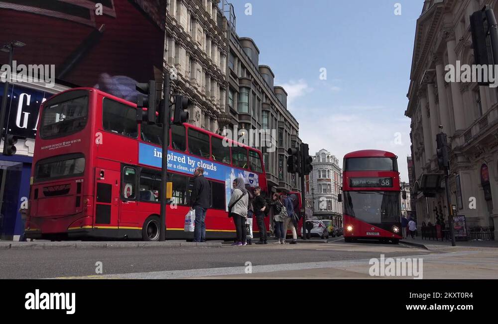 London Traffic at Piccadilly Circus, People Tourists Crossing, Walking Street 4K Stock Video ...