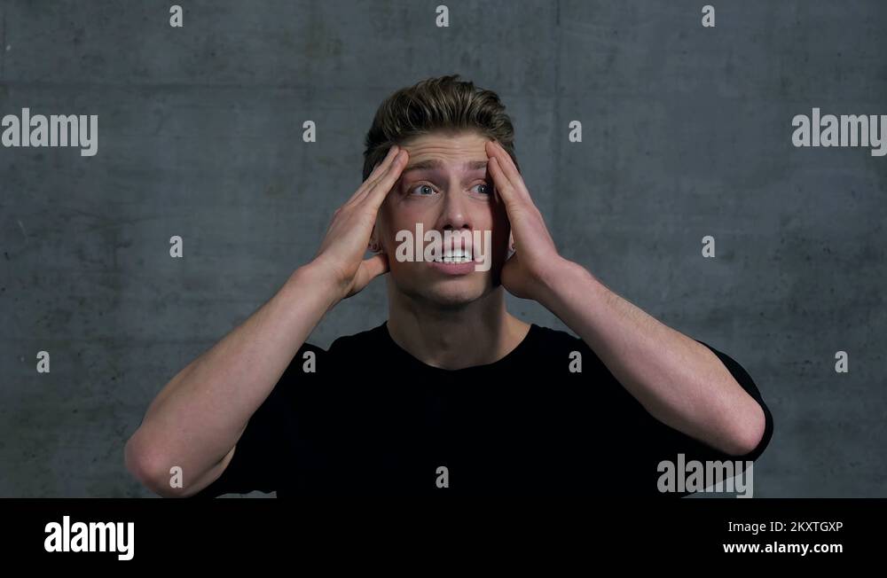 Male Actor Facial Expressions in Studio: Stress and Worry Stock Video ...