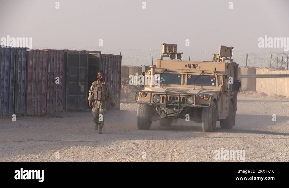 HMMWV armored Humvee or Hummer on base in Afghanistan (HD) k Stock ...