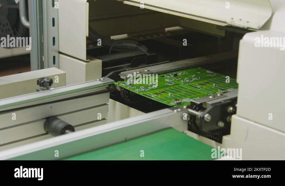 Industrial setup. Printed circuit board on the assembly line Stock ...