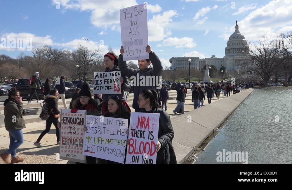 Student Walk Out gun protest, arriving Capitol, DC Stock Video Footage ...