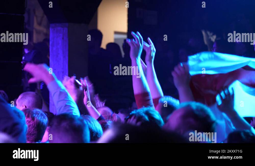 Clapping concert crowd young people jump and cheer enjoy the music rhythm Stock Video Footage ...