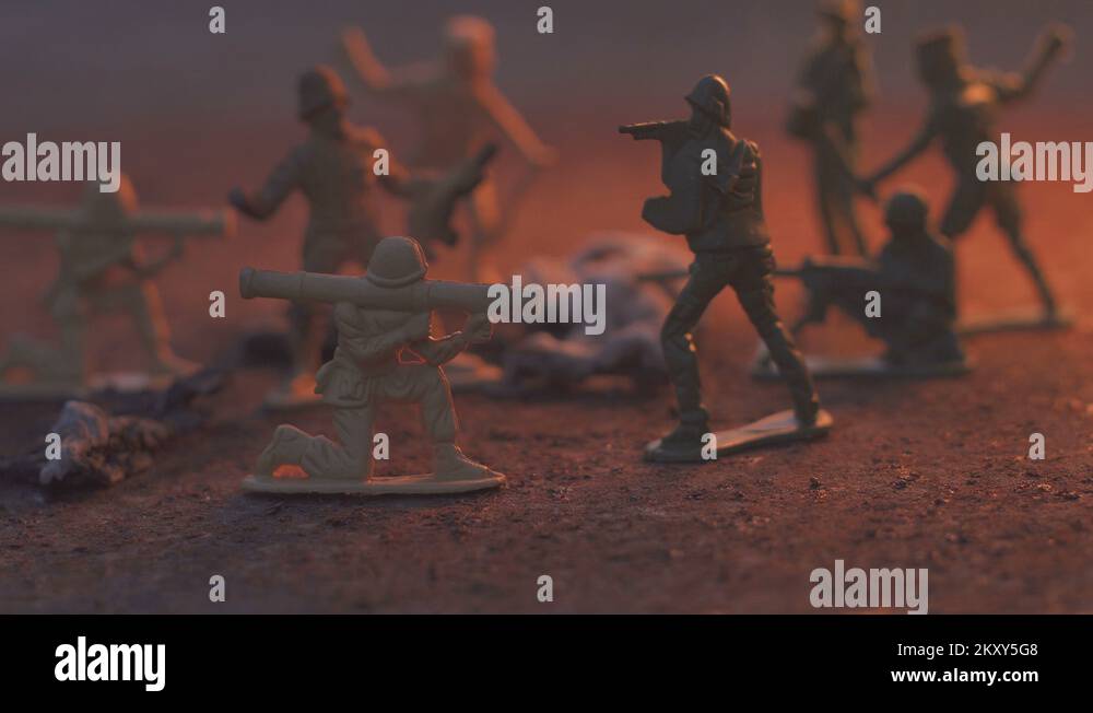toy soldier in the fire. The model of the battle scene. The concept of ...
