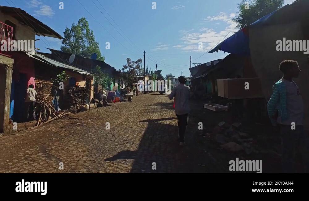Ethiopia Gondar Marketplace street scene in Mekelle poverty village ...