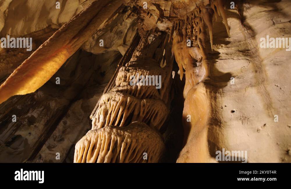 Underground cave stalactites hanging from ceiling in Australian cave ...