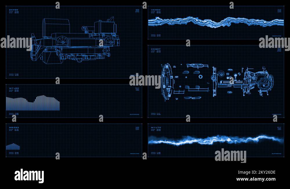 Monochromatic visual display: wireframes, graphs, readouts and ...