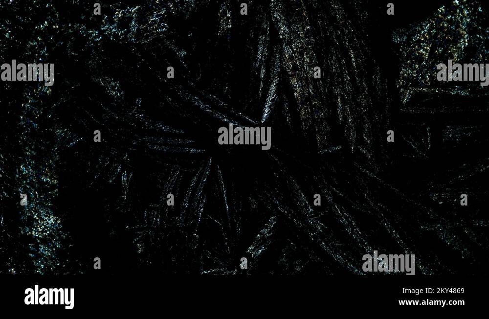 Crystallization. Crystal growth chemical reaction microscop timelapse ...