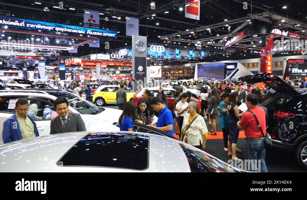 People At International Motorshow. Car Show Room. Cars Exhibition Show ...