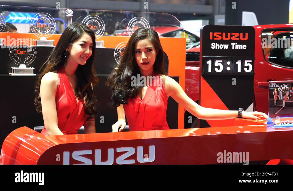 Female Models Presenters Of Isuzu Car In Motor Show Stock Video Footage ...