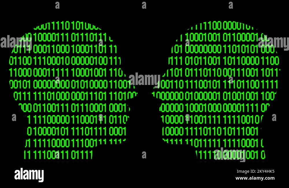 4k Brain head matrix style binary code,man thinking AI artificial ...