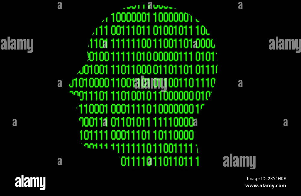 4k Brain head connect the matrix style binary code,artificial ...