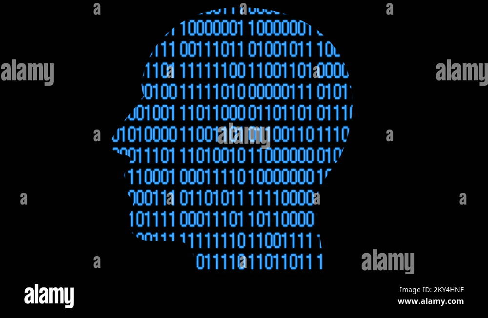 4k Brain head matrix style binary code,man thinking AI artificial ...