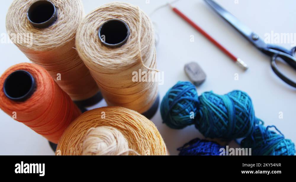 Different types of waving thread kept on table 4k Stock Video Footage ...