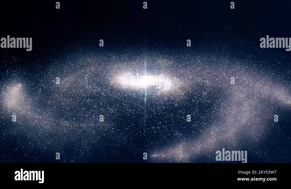 Galaxy in Deep Space. Spiral galaxy, animation of Milky Way. Flying ...