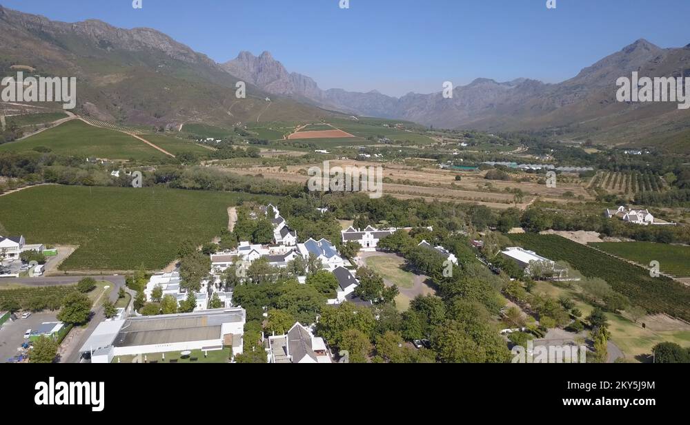 4K aerial video of Stellenbosch wine estate near Cape Town, South ...