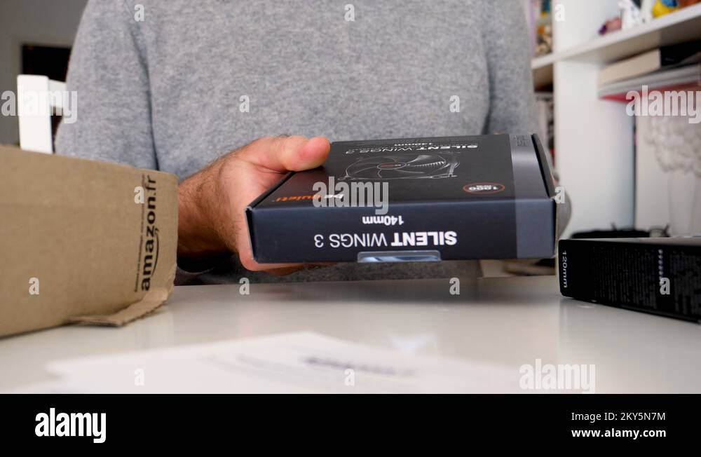 Man unboxing vlogger for video channel new Stock Video Footage - Alamy