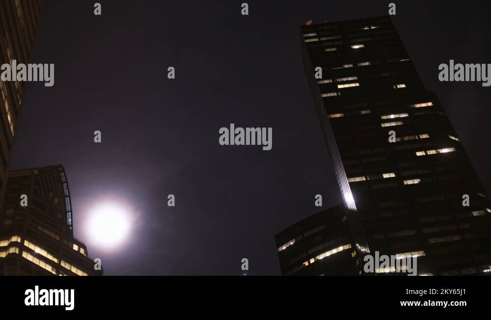 UHD 4k Black Skyscraper Tower, Full Moon, Time Lapse Stock Video ...