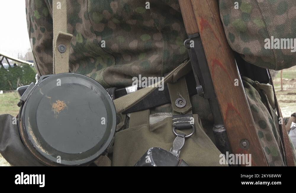 The field equipment worn by World War II German soldiers including a ...