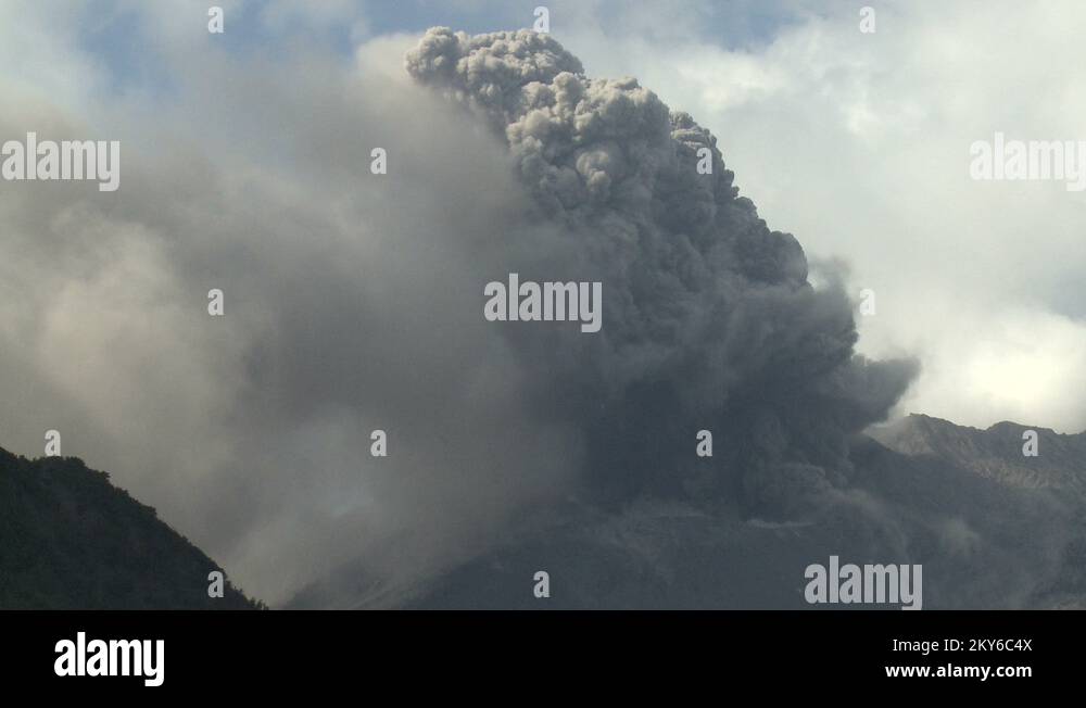 Huge Ash Eruption Column From Crater Of Sakurajima Volcano Stock Video ...