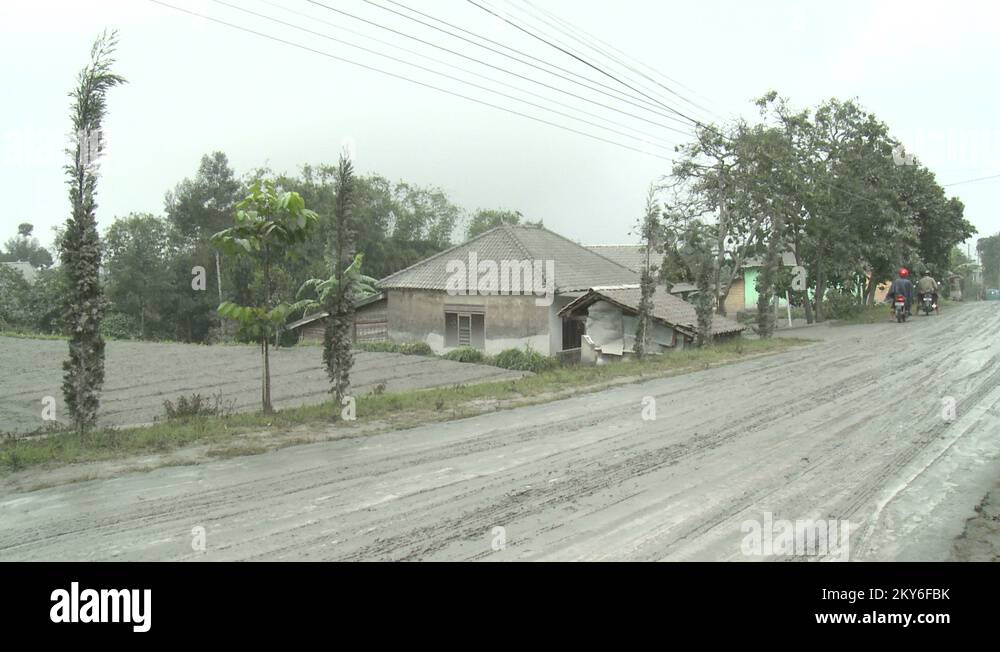 Volcanic Ash Fallout During Merapi Eruption Crisis Indonesia Stock ...