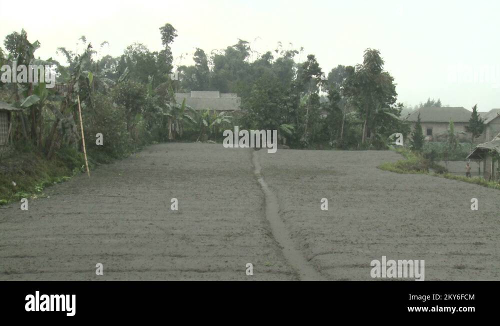 Volcanic Ash Fallout During Merapi Eruption Crisis Indonesia Stock ...