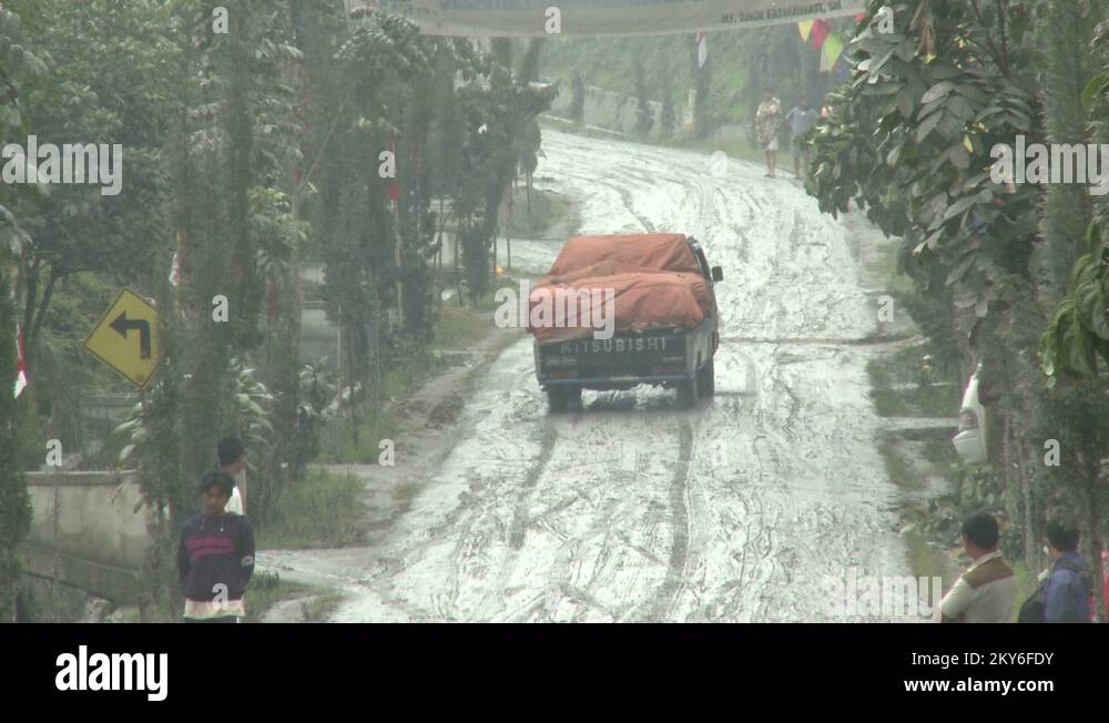 Volcanic Ash Fallout During Merapi Eruption Crisis Indonesia Stock ...