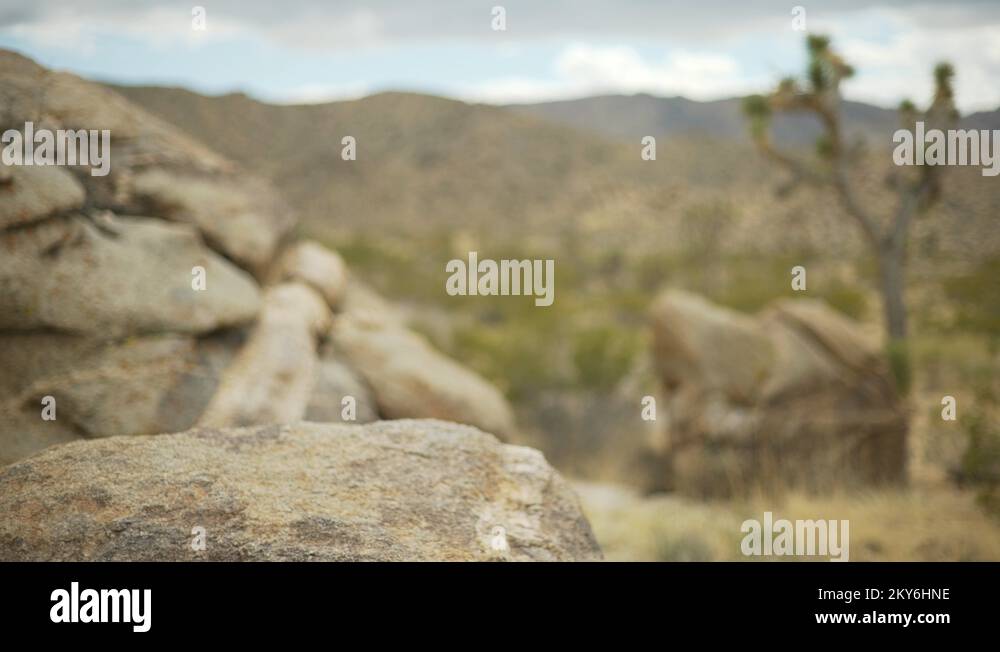 A large pile of boulders and rocks in an expansive desert for green ...
