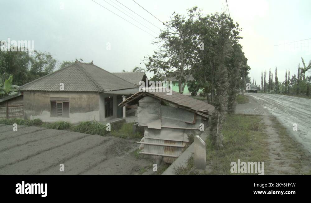 Volcanic Ash Fallout During Merapi Eruption Crisis Indonesia Stock ...