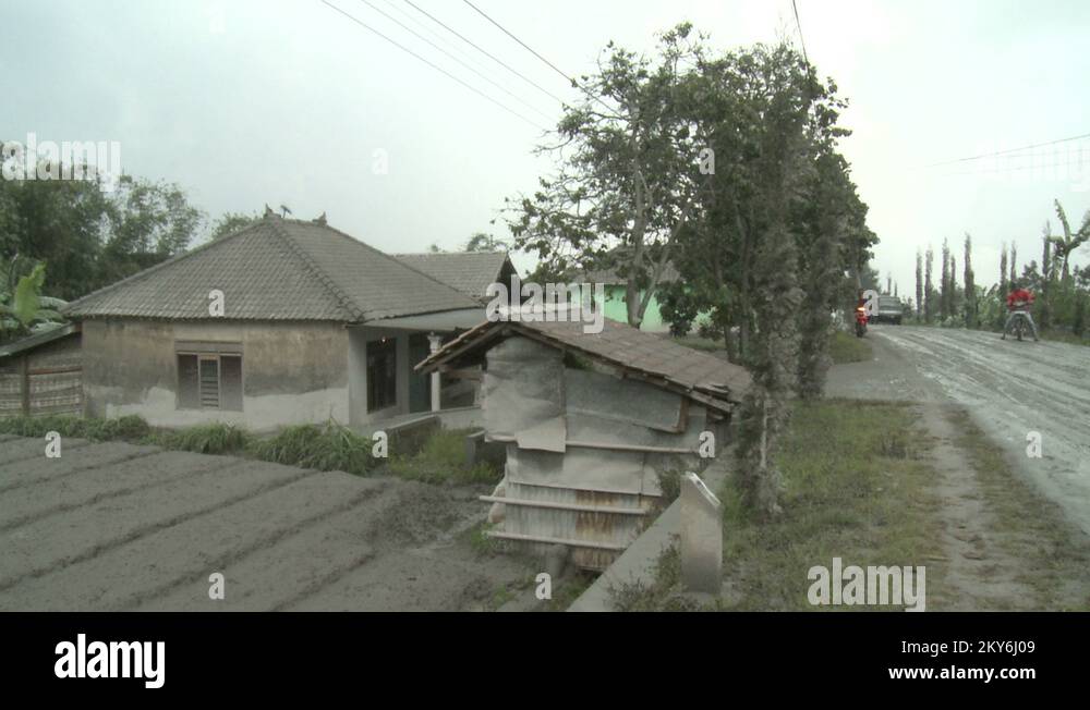 Volcanic Ash Fallout During Merapi Eruption Crisis Indonesia Stock ...