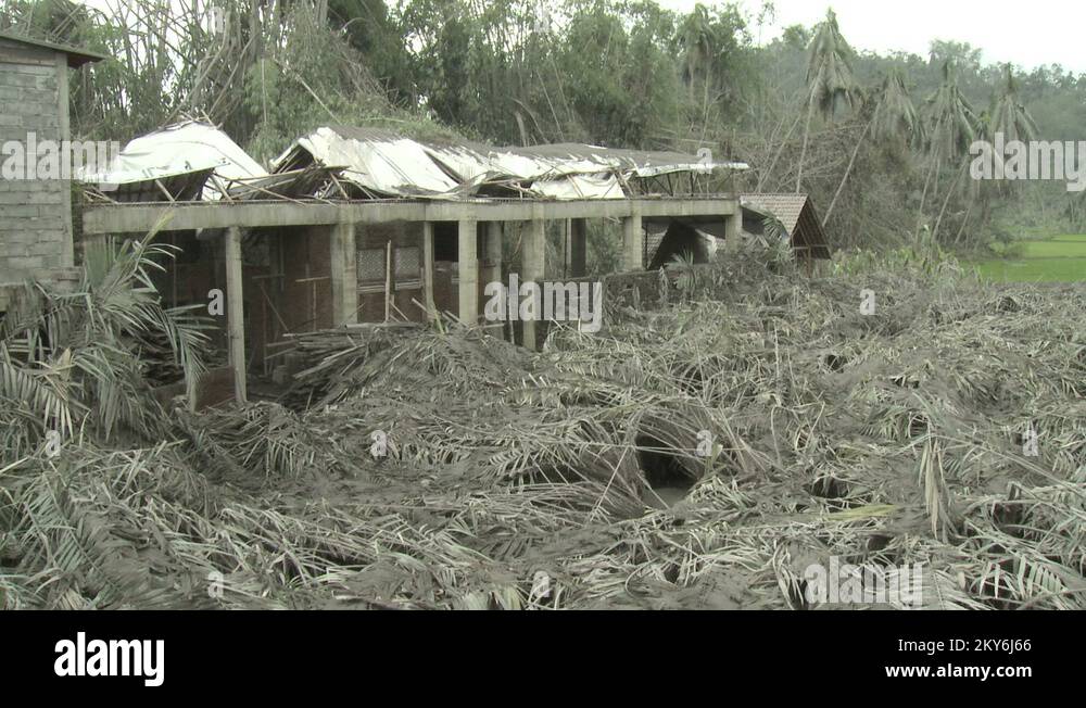 Volcanic Ash Fallout During Merapi Eruption Crisis Indonesia Stock ...