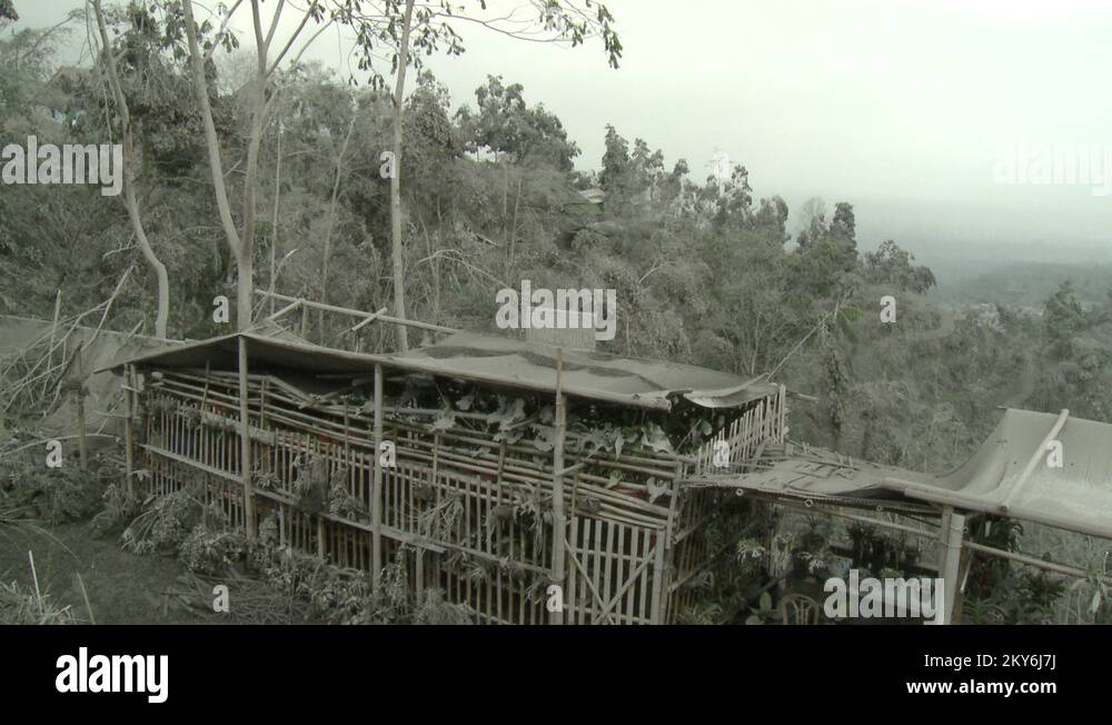 Volcanic Ash Fallout During Merapi Eruption Crisis Indonesia Stock ...