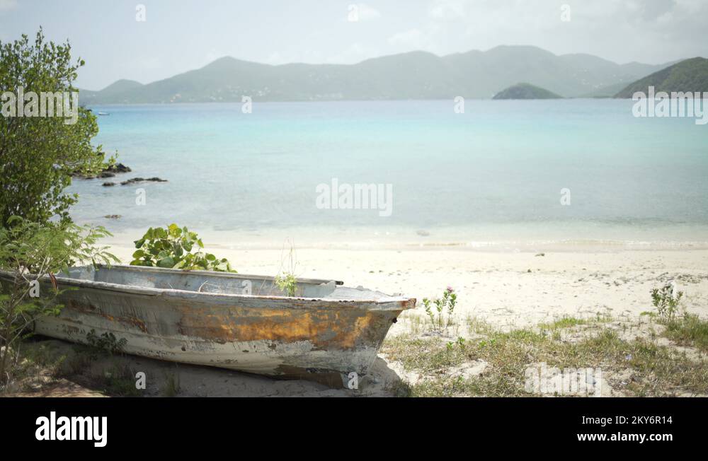 Background Plate of A rustic boat on the Caribbean beach for green ...