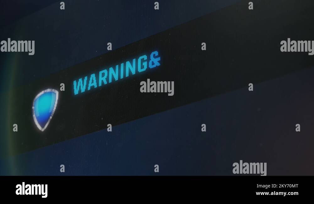 System notification, firewall breach, warning text on screen, alert ... System notification, firewall breach, warning text on screen, alert ...