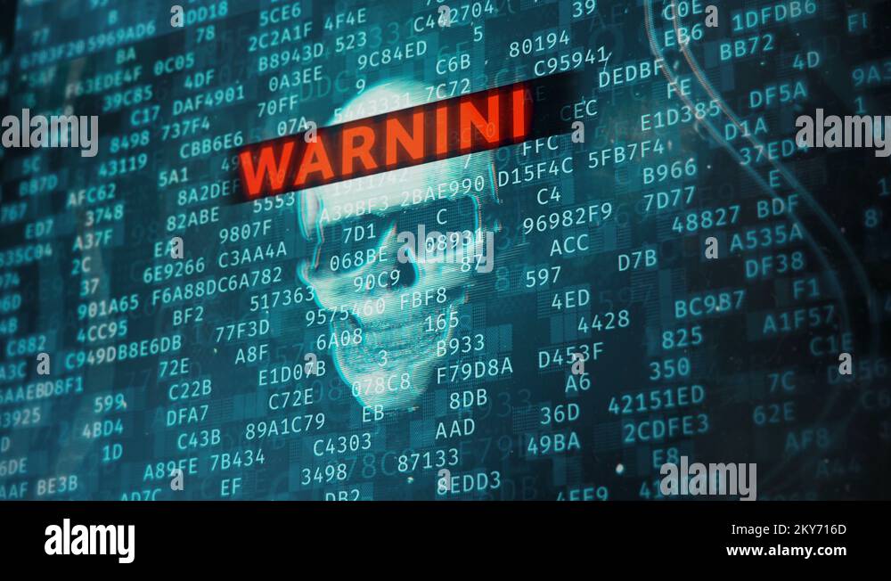Hacking attack, your data has been encrypted red warning text on screen Stock Video Footage - Alamy