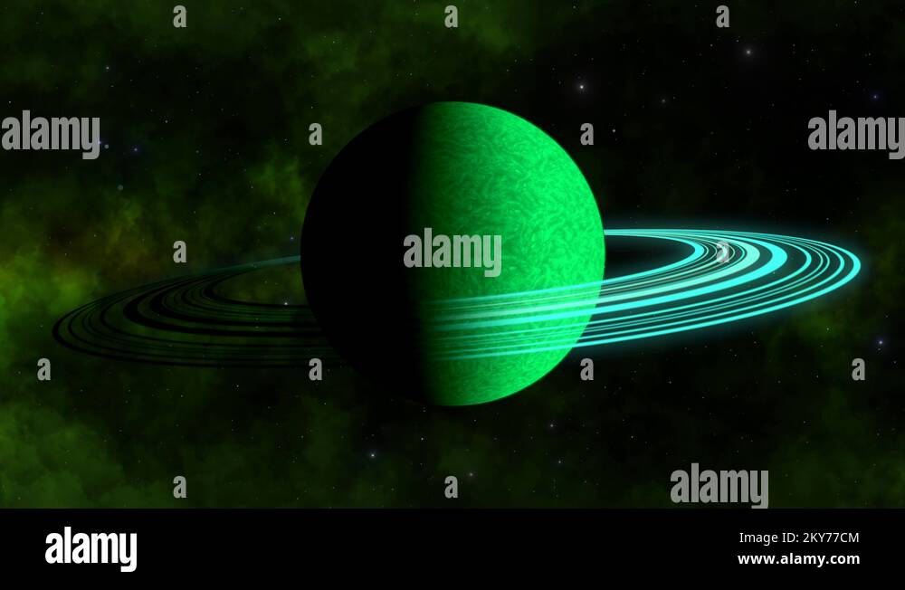A Green Planet With A Planetary Ring System In The Solar System Stock a-green-planet-with-a-planetary-ring-system-in-the-solar-system-stock