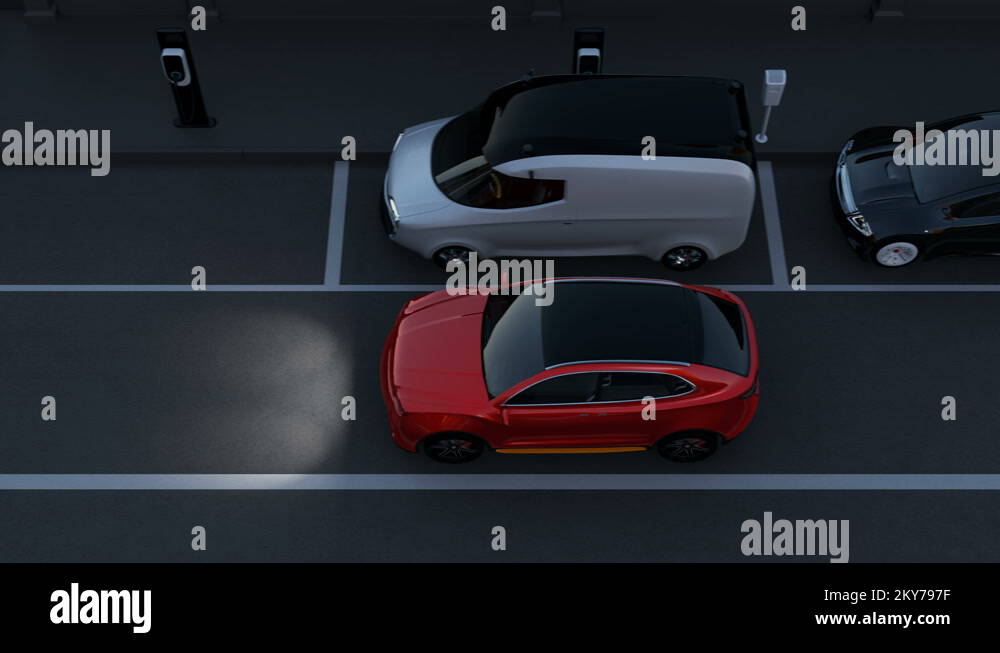 SUV is parallel parking into parking lot at roadside (Graphic elements ...