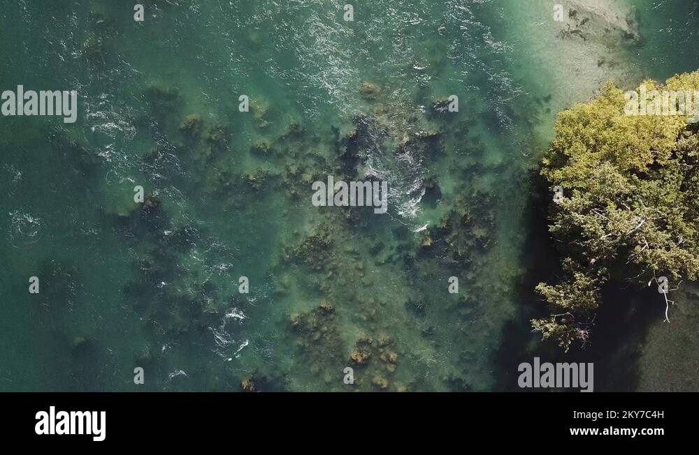 River, Riverbed, River with tree, Riverstones, Water, Aerial ...