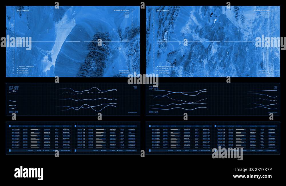 Monochromatic visual display: aerial recon, graphs, readouts ...
