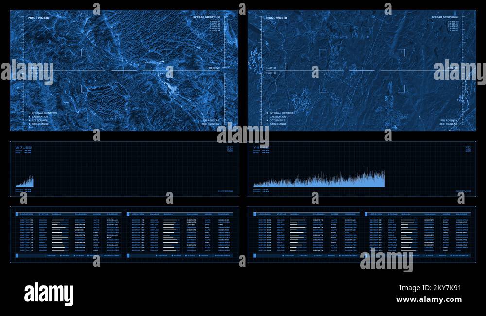 Monochromatic visual display: aerial recon, graphs, readouts ...