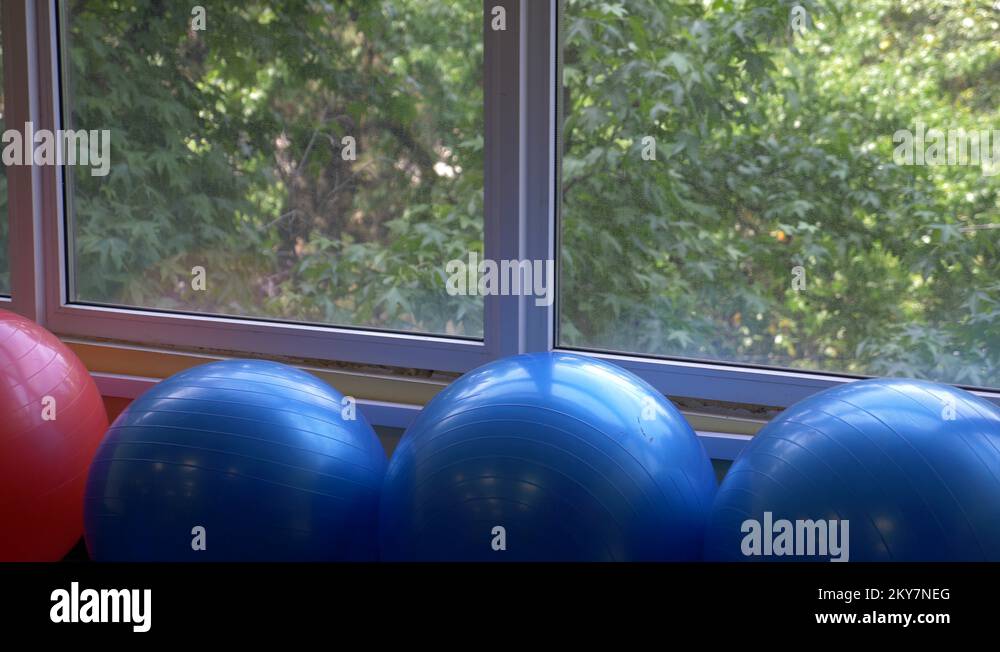 Modern Gym Room Fitness Center With Equipment And Machines. window in ...