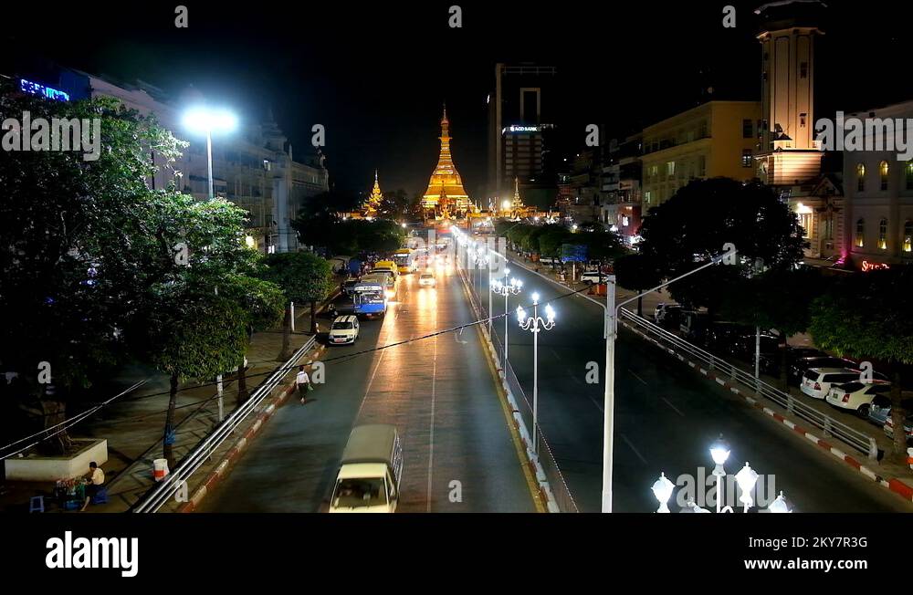Night in Yangon Downtown, Myanmar Stock Video Footage - Alamy