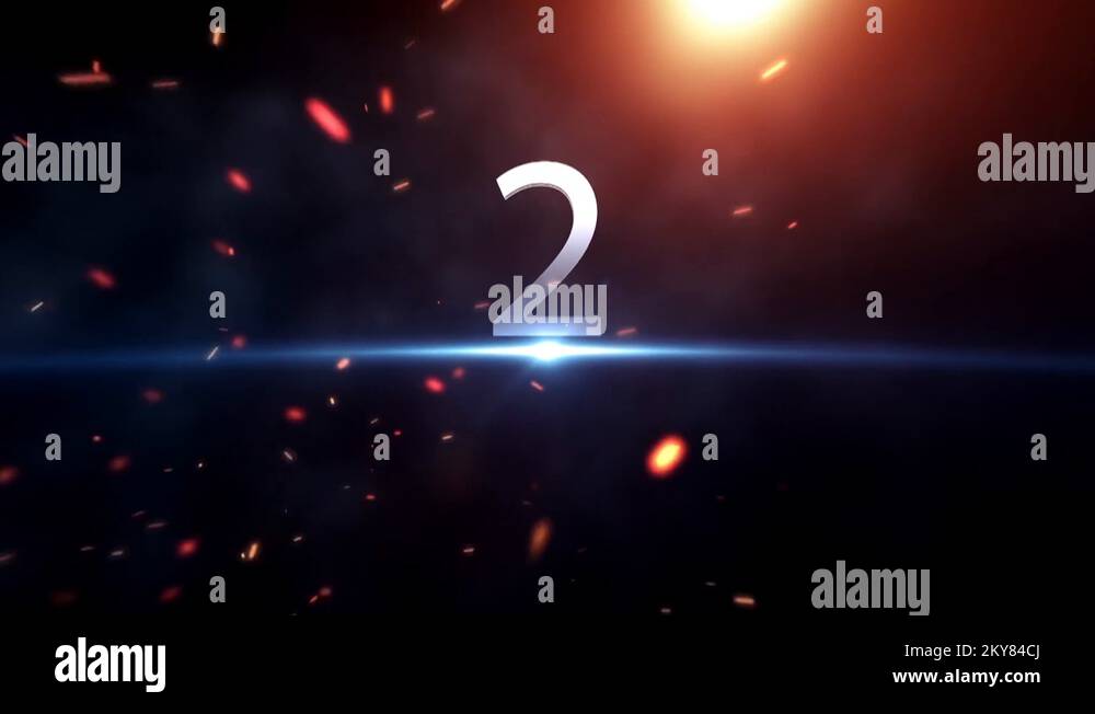 Countdown animation from 1 to 10 with explosion fire burning effect ...