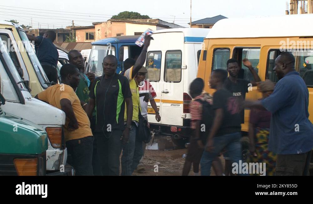 ACCRA, GHANA : Scenery of KANESHIE BUS TERMINAL Stock Video Footage - Alamy